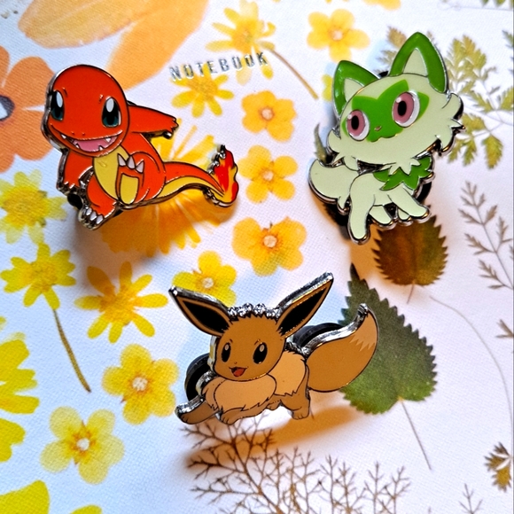 Pokemon | Other | Pokemon Trio Pin Set Charmander Eevee Sprigatito ...